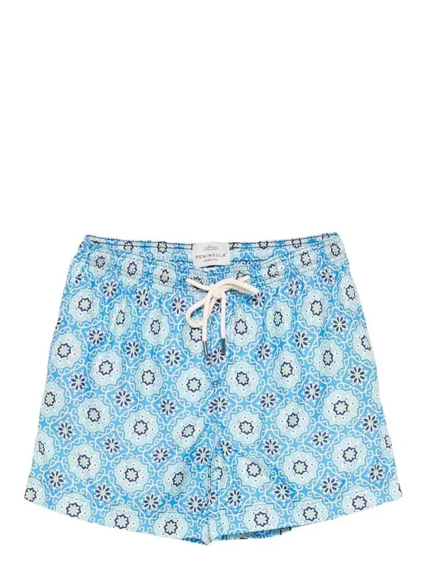 PENINSULA SWIMWEAR Geometric-pattern Swim Shorts - Blue