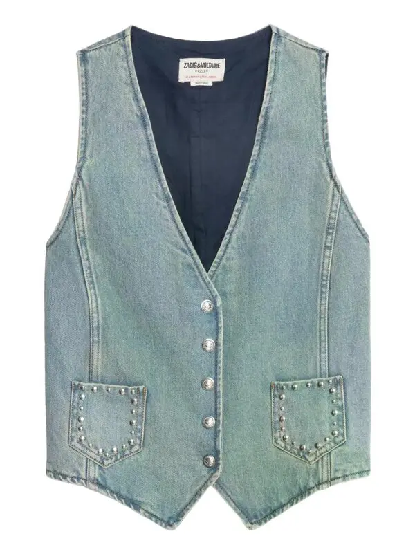 Zadig&Voltaire V-neck Studded Waistcoat - Blue