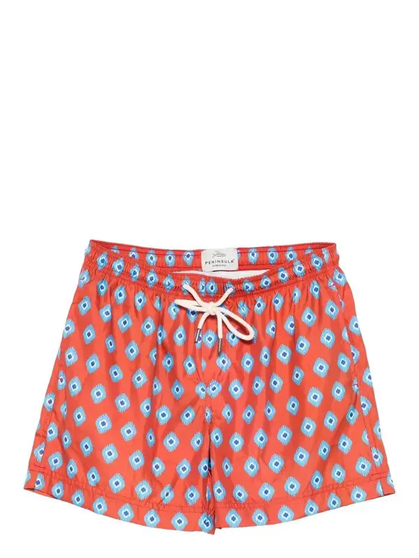 PENINSULA SWIMWEAR Geometric Pattern Swim Shorts - Red