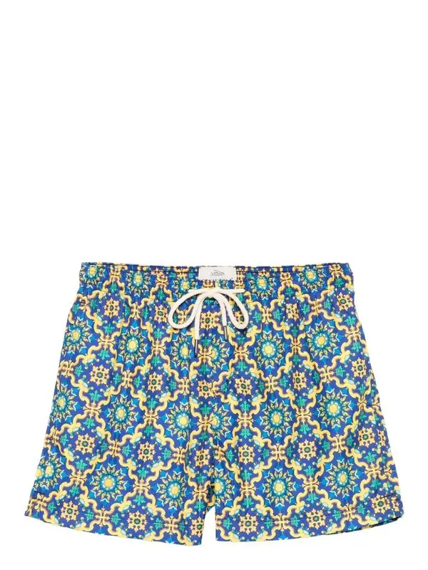 PENINSULA SWIMWEAR Patterned Drawstring Swim Shorts - Blue