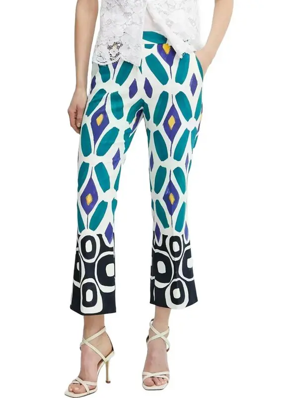 Luisa Spagnoli Abstract-print Flared Trousers - Blue