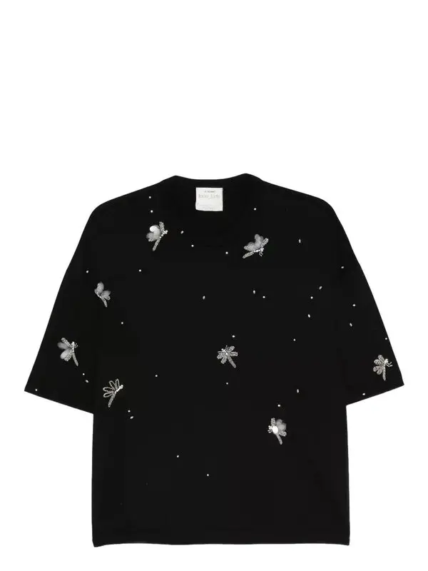 FORTE_FORTE Dragonfly Embellished T-shirt - Black
