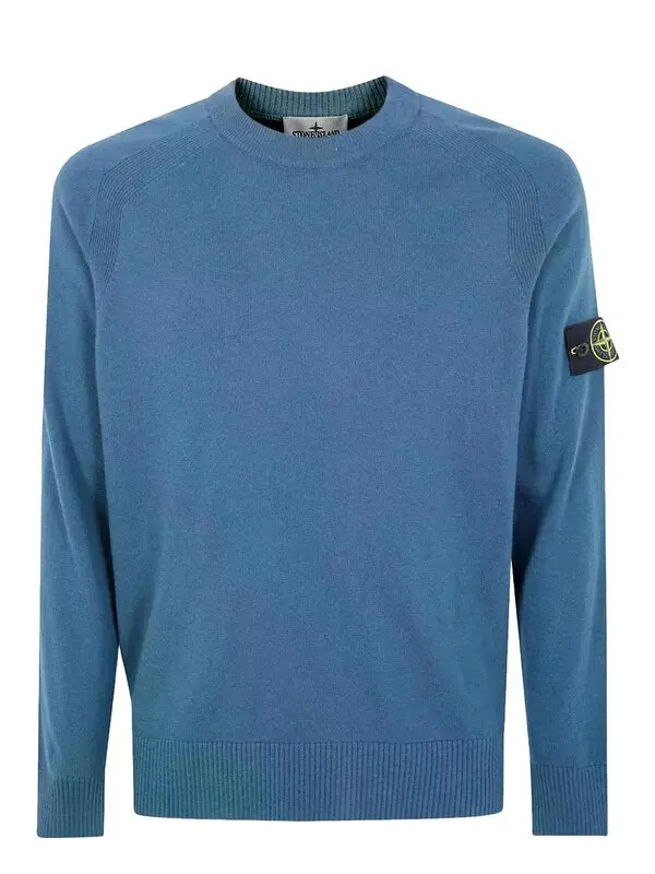 Stone Island Raglan-sleeves Logo-patch Sweater - Blue