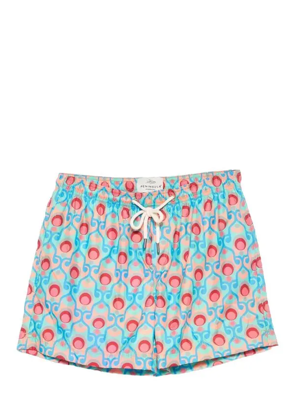 PENINSULA SWIMWEAR Patterned Drawstring Swim Shorts - Red