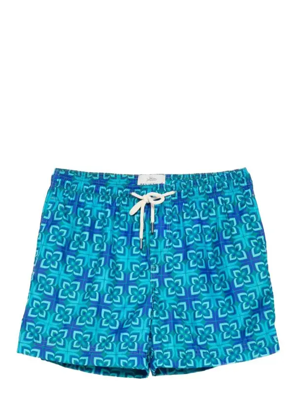 PENINSULA SWIMWEAR Geometric-pattern Swim Shorts - Blue