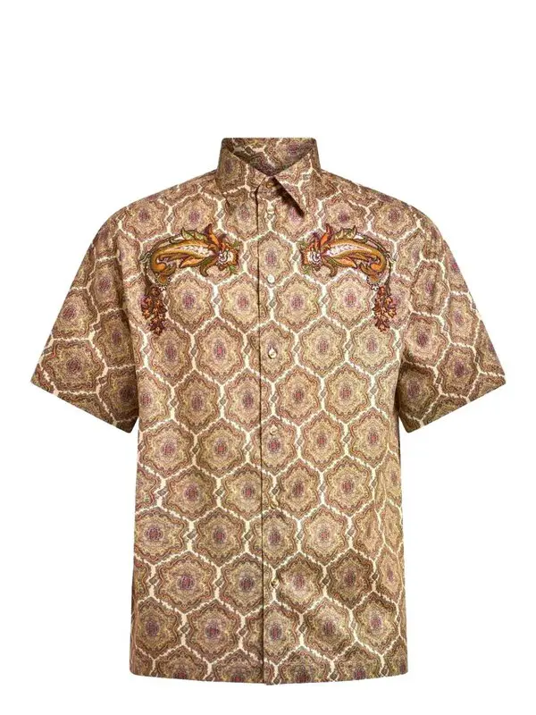 Etro Paisley-embroidered Geometric-pattern Shirt - Neutrals