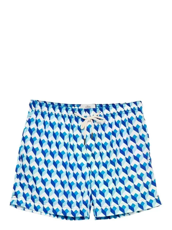 PENINSULA SWIMWEAR Geometric-print Swim Shorts - Blue