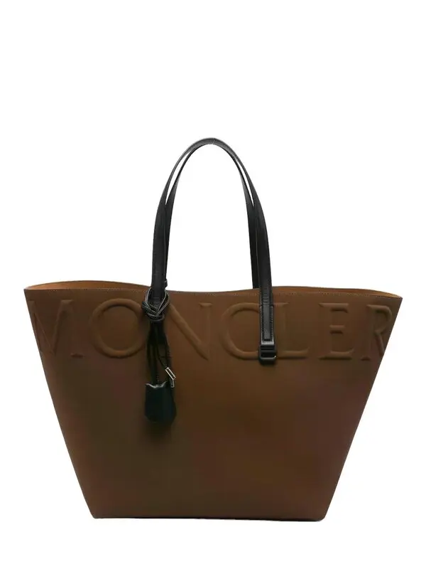 Moncler Large Leather Tote - Brown
