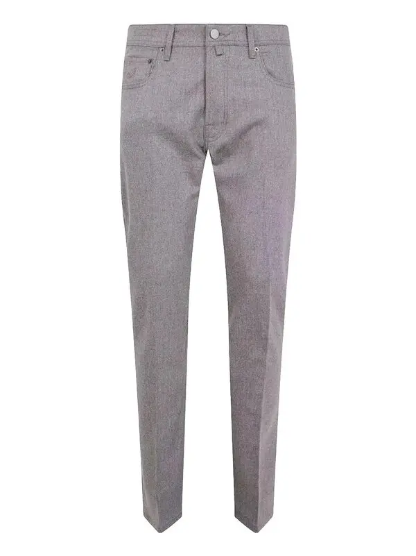 Jacob Cohen Wool Trousers With Embroidered Pocket - Grey
