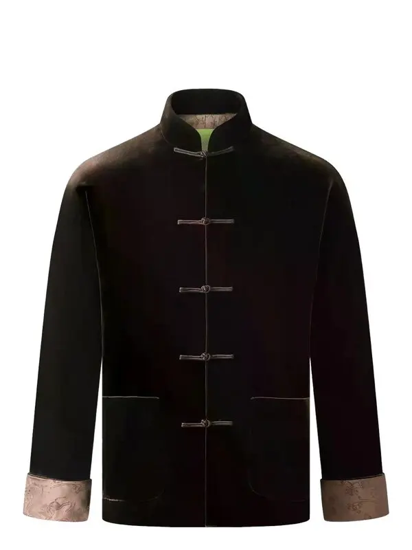 Shanghai Tang Mandarin Collar Velvet Jacket - Brown