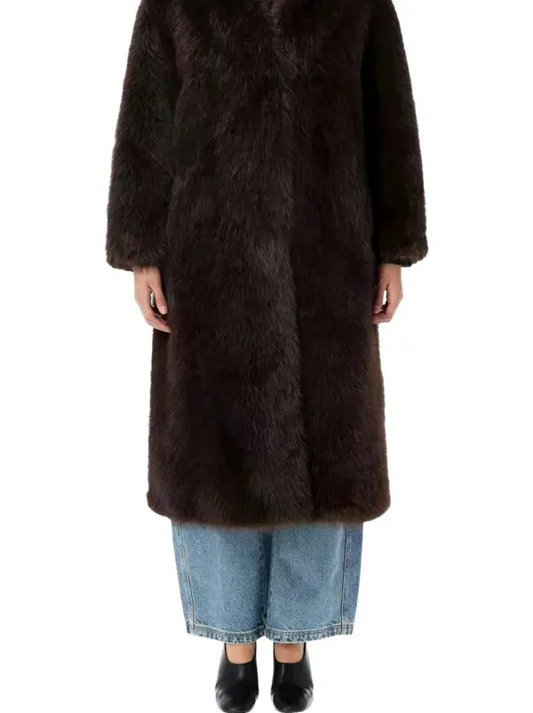 SWORD 6644 Longline Faux-fur Coat - Brown