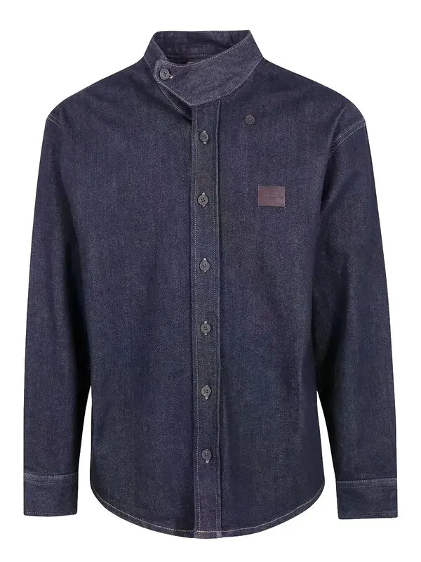 Emporio Armani Stand-collar Denim Shirt - Blue