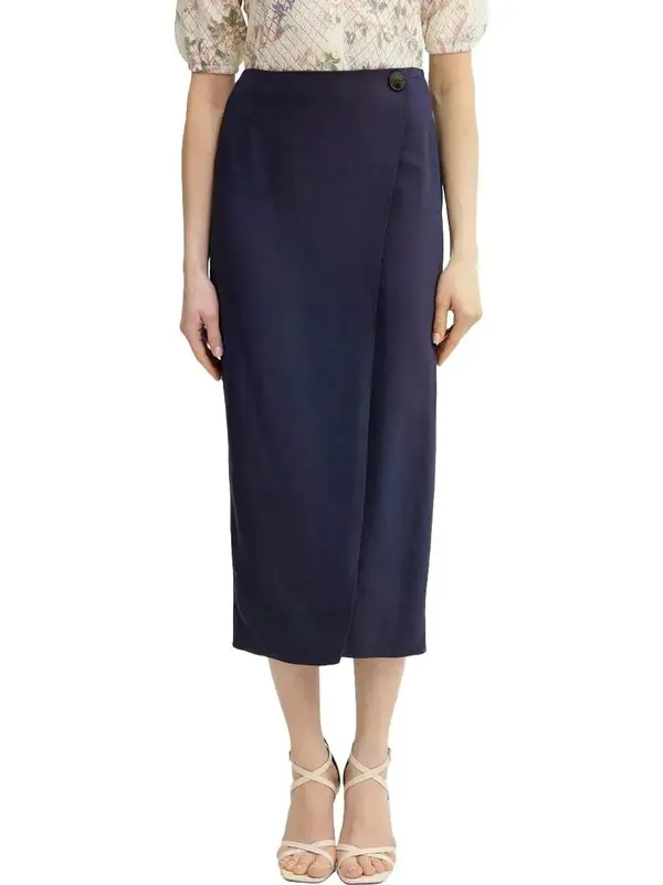 Luisa Spagnoli Wrap-front Midi Skirt - Blue