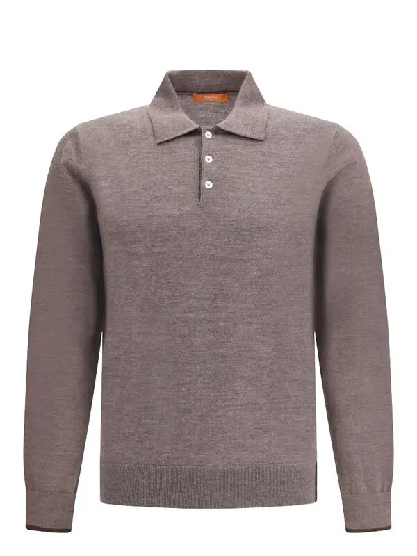 CRUNA Wool Polo Sweater - Grey