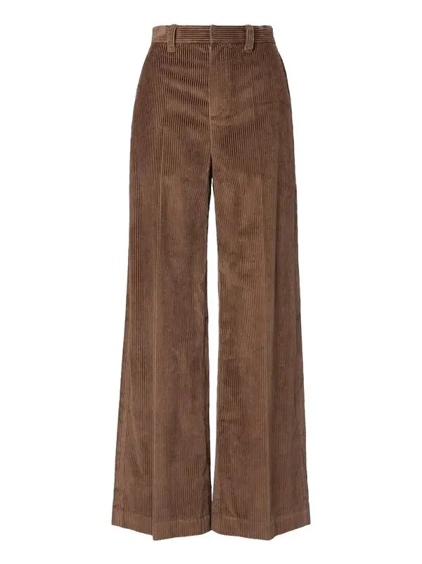 Brunello Cucinelli Monili Cotton Corduroy Wide-leg Pants - Brown