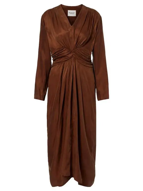 MARANT ETOILE Draped Midi Dress - Brown