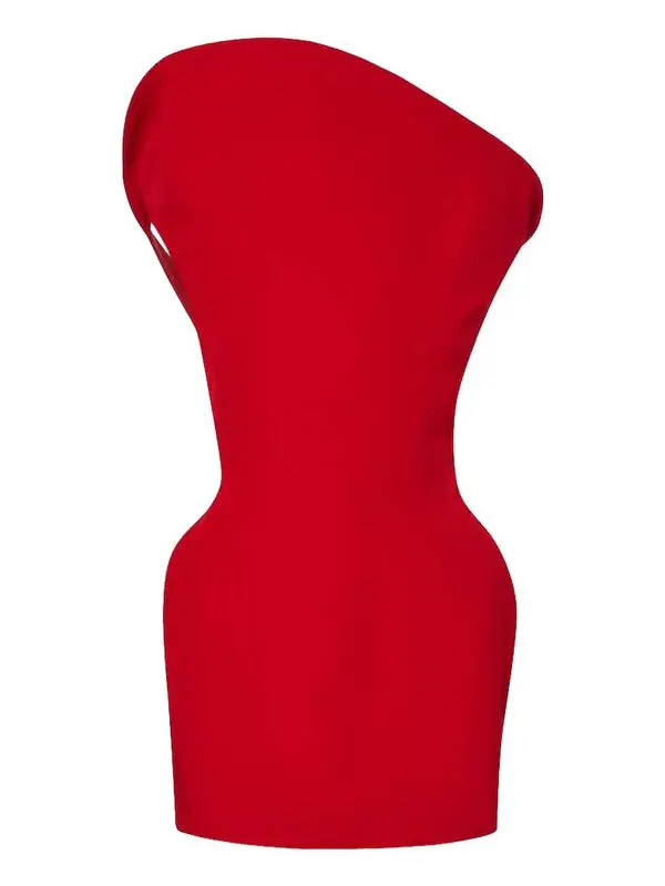 Magda Butrym Asymmetric Cotton-blend Mini Dress - Red