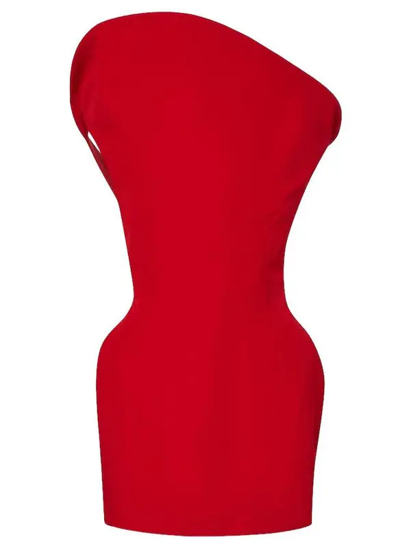 Magda Butrym Asymmetric Cotton-blend Mini Dress - Red