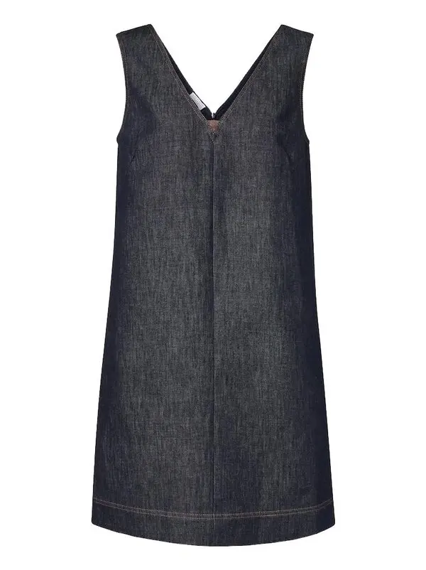 Brunello Cucinelli Monili Cotton Twill Minidress - Blue