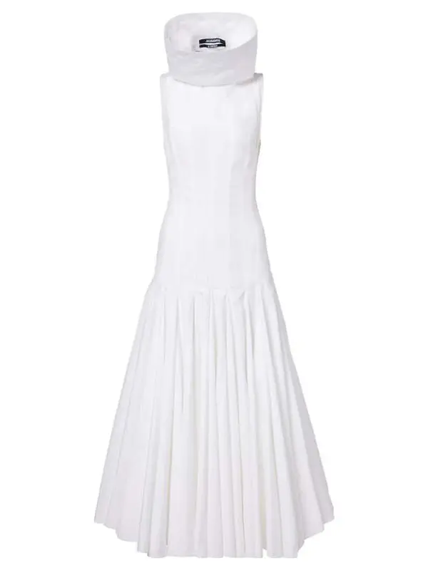 Jacquemus Triana Cotton Poplin Midi Dress - White