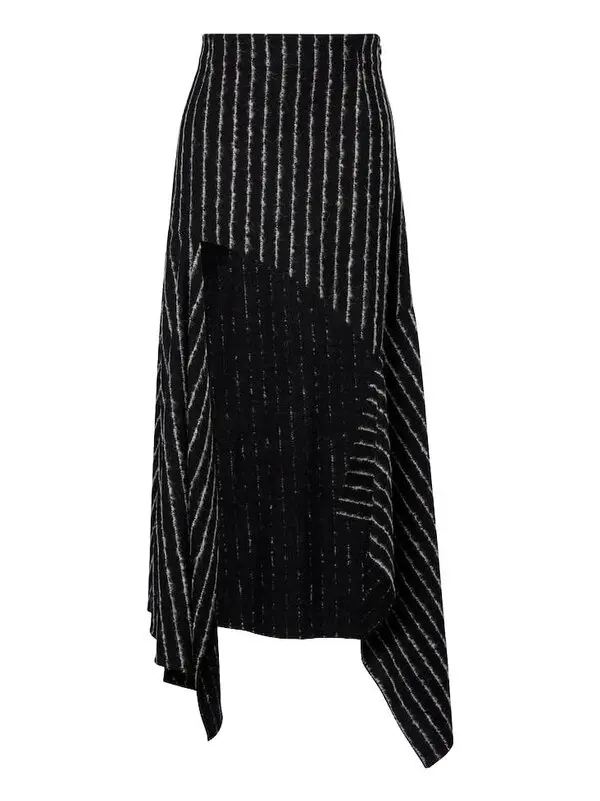 MUGLER Striped Asymmetric Maxi Skirt - Black