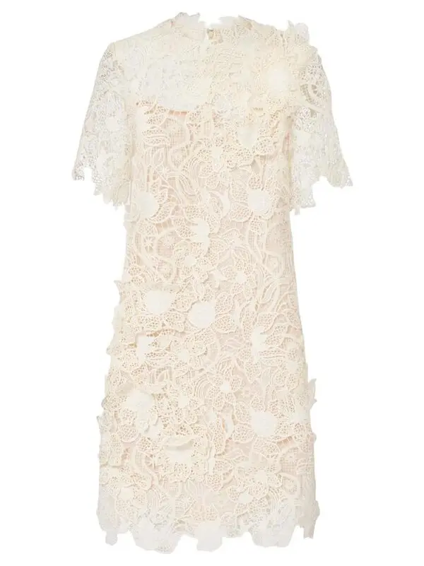Oscar De La Renta Floral Lace Mini Dress - White