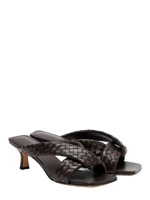 Bottega Veneta Riva 50 Intrecciato Leather Mules - Brown