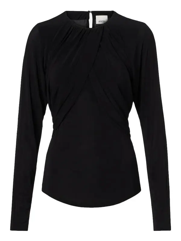 Isabel Marant Gaetane Draped Jersey Top - Black