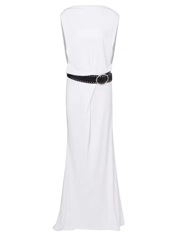 Christopher Esber Belted Draped Jersey Maxi Dress - White