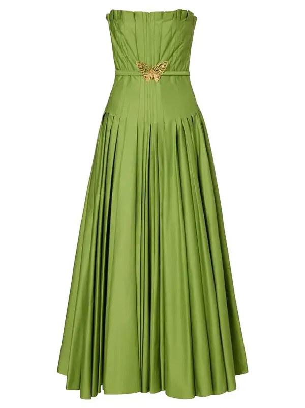 Oscar De La Renta Pleated Cotton Gown - Green