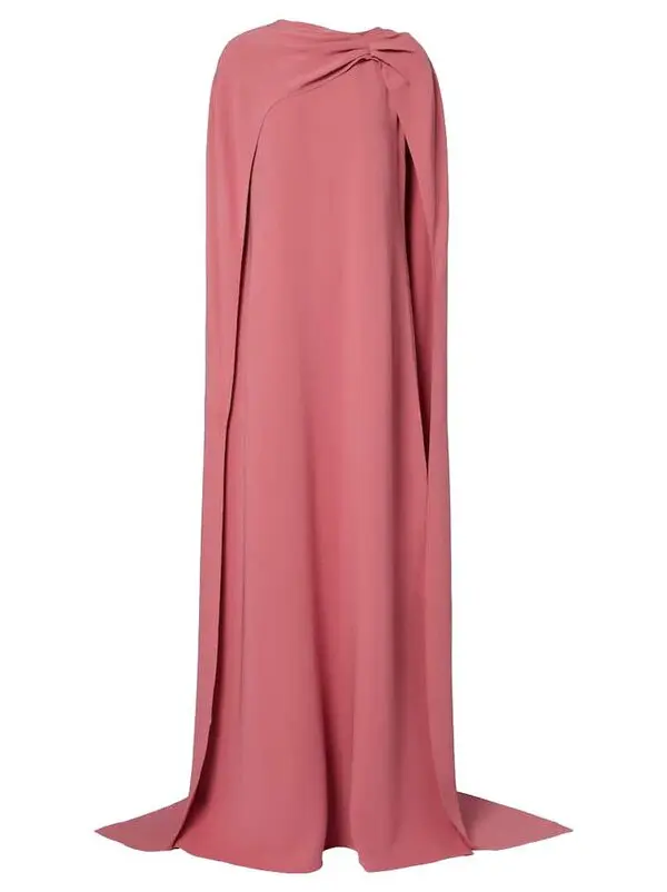 Oscar De La Renta Caped Silk-blend Gown - Pink