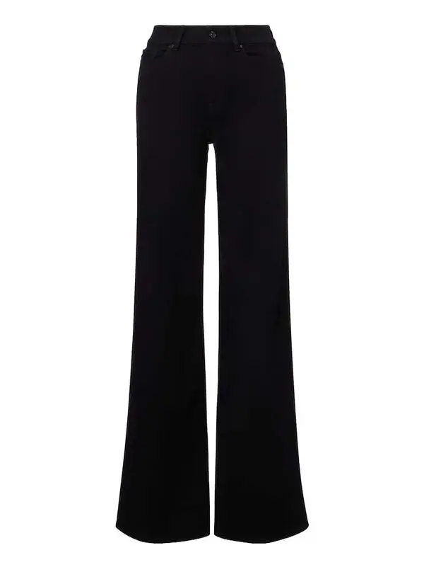 7 For All Mankind Lotta High-rise Wide-leg Jeans - Black