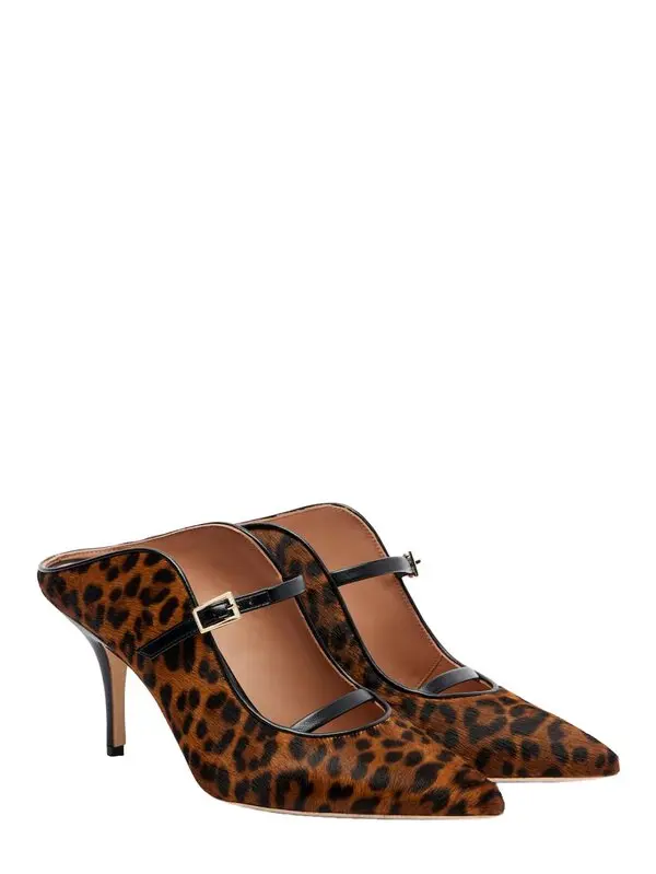 MALONE SOULIERS Gala 70 Leopard-print Calf Hair Mules - Brown