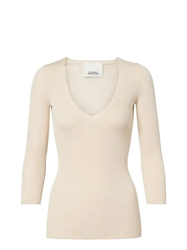Isabel Marant Felicia Knitted Cotton-blend Top - Beige