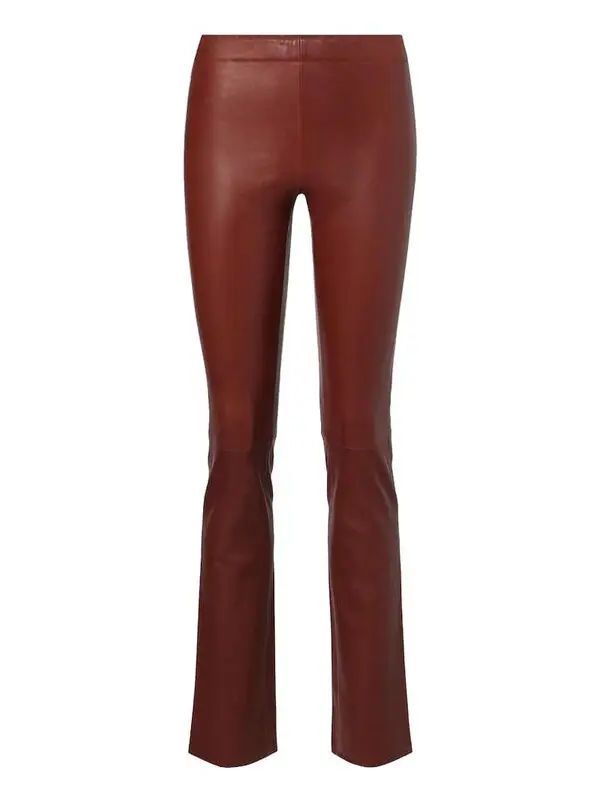 Stouls Jp Long Leather Flared Pants - Brown