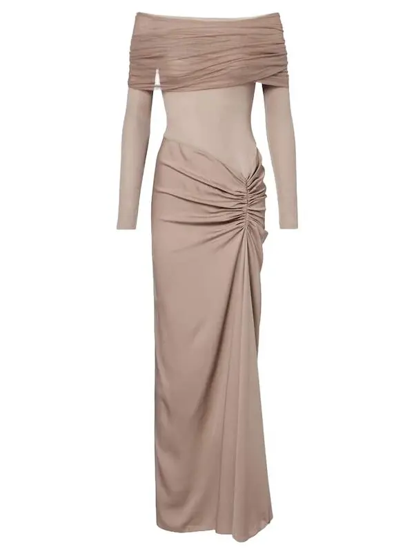 Christopher Esber Sonora Off-shoulder Gown - Beige