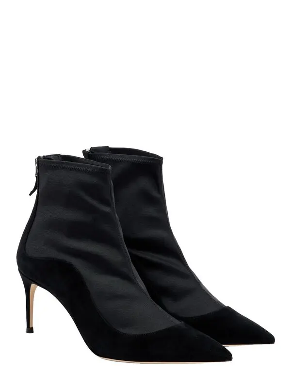 MALONE SOULIERS Elisa 70 Suede-trimmed Ankle Boots - Black