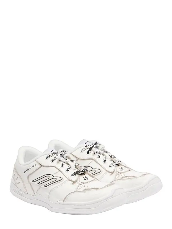 Balenciaga Hampton 3b Sports Icon Leather Sneakers - White