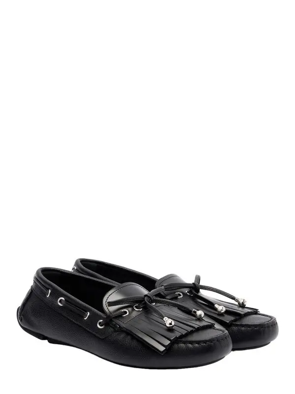 JIMMY CHOO Manon Leather Boat Shoes - Black