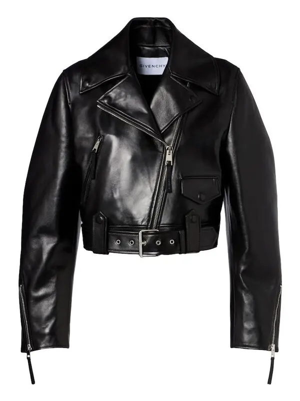 Givenchy Cocoon Cropped Leather Biker Jacket - Black