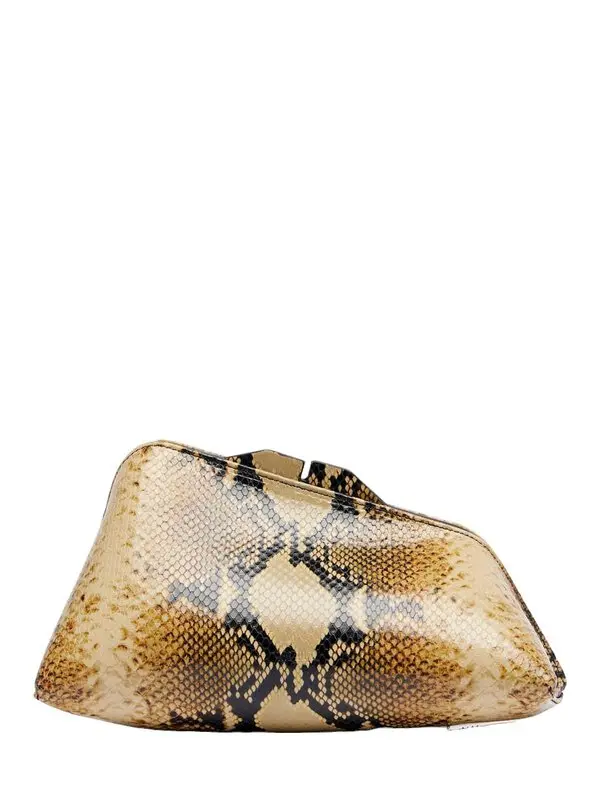 Attico 8.30 Pm Snake-effect Leather Clutch - Beige