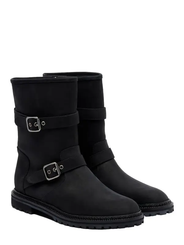 Manolo Blahnik Sulaltrosa Leather Biker Boots - Black