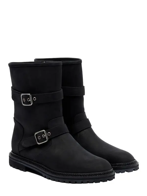 Manolo Blahnik Sulaltrosa Leather Biker Boots - Black