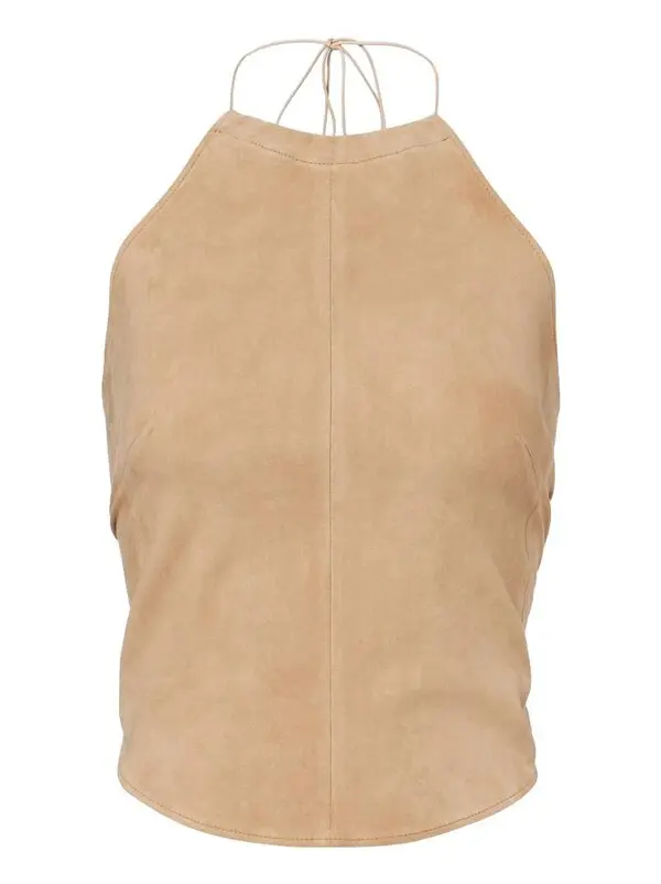 Stouls Rosie Halterneck Suede Top - Beige