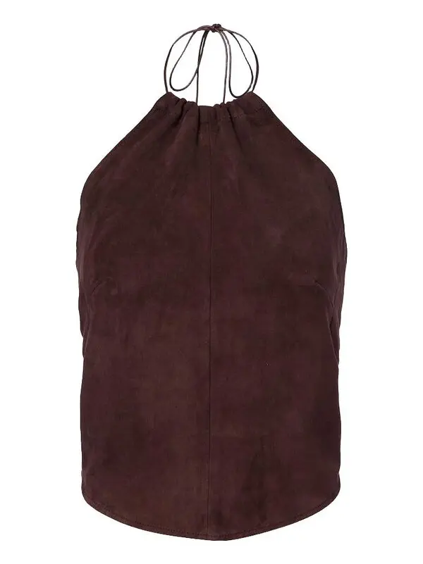 Stouls Rosie Halterneck Suede Top - Brown