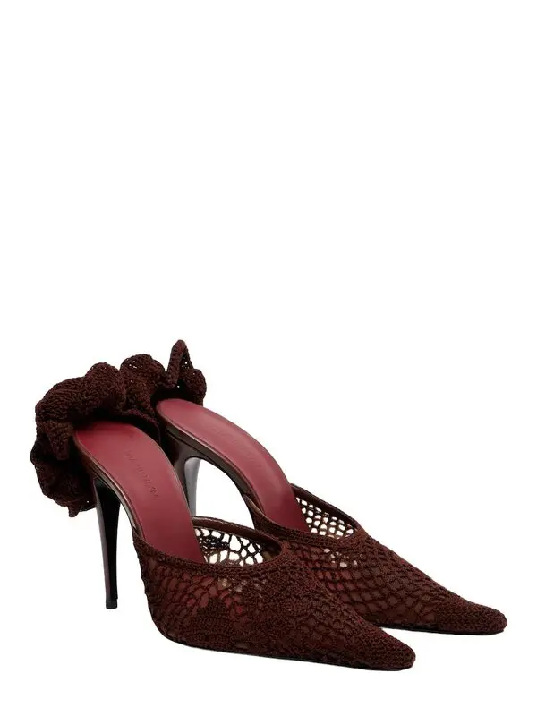 Magda Butrym Floral-appliqué Crochet Mules - Brown