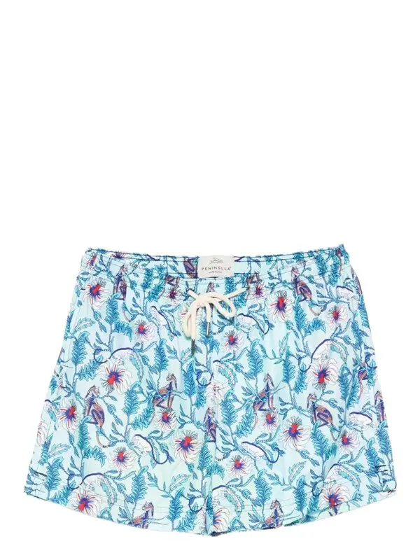 PENINSULA SWIMWEAR Floral-print Swim Shorts - Blue