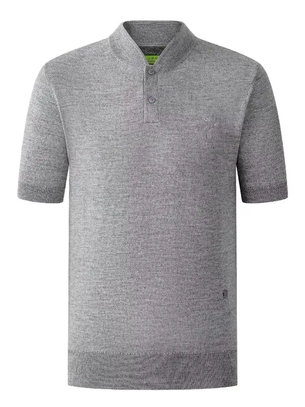 Shanghai Tang Horse-emblem Wool Polo Shirt - Grey