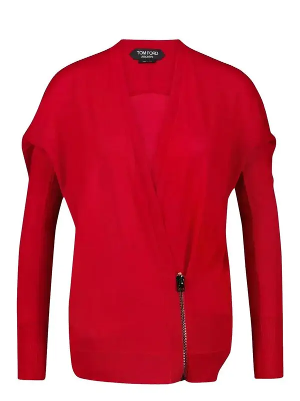 TOM FORD Wrap Cardigan With Zip Closure - Red