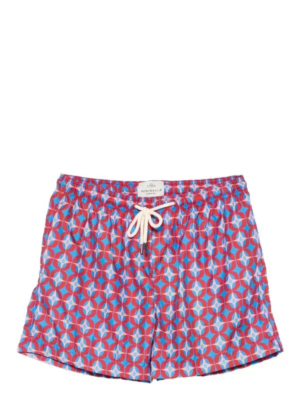 PENINSULA SWIMWEAR Geometric-pattern Swim Shorts - Red